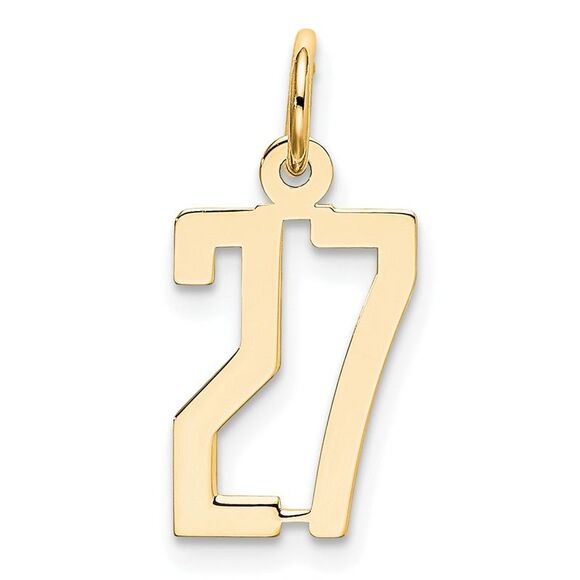 Kazi Luxury | Jewelry | 4k Yellow Gold Small Elongated Number 27 Charm ...